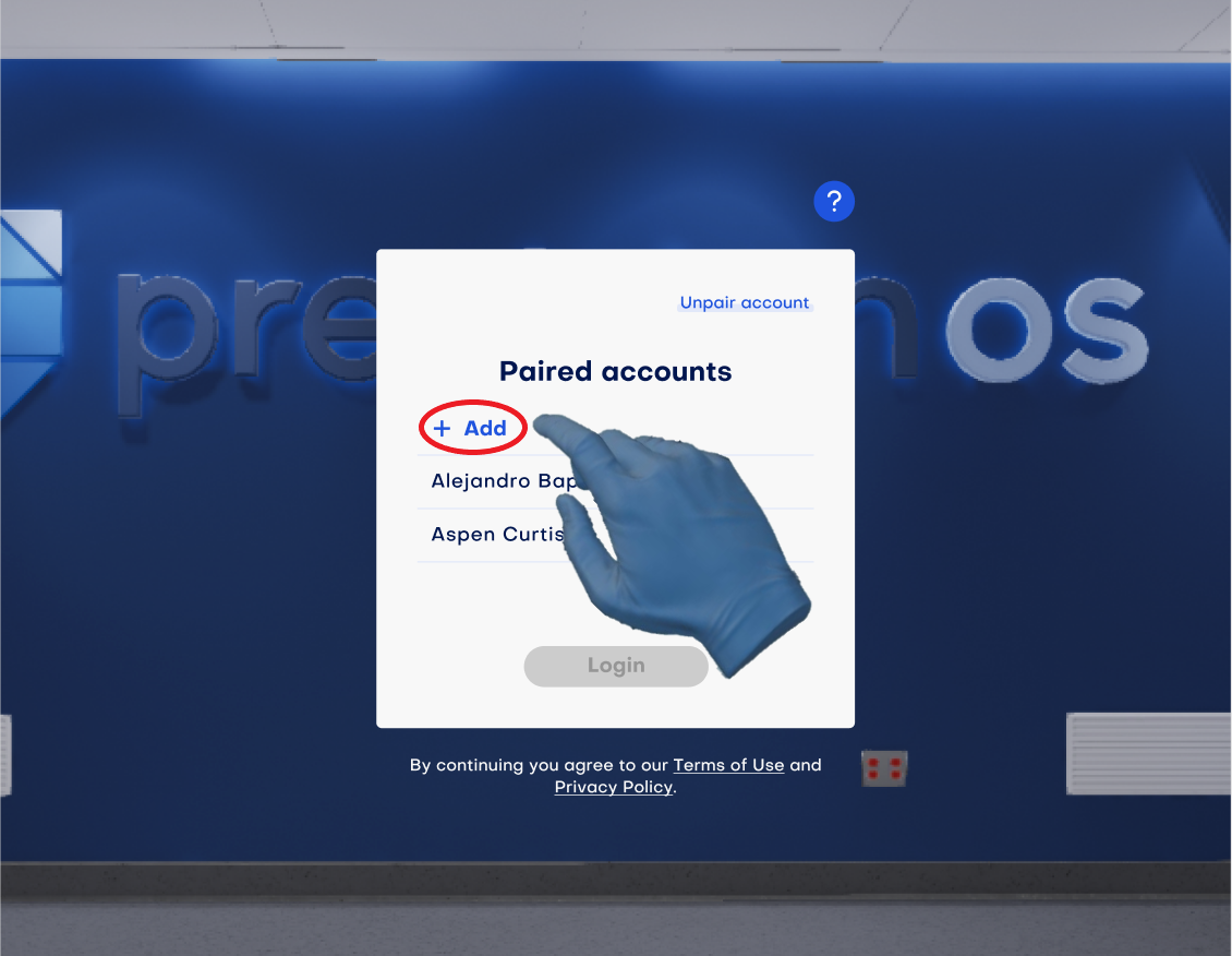 Log in to the PrecisionOS VR apps